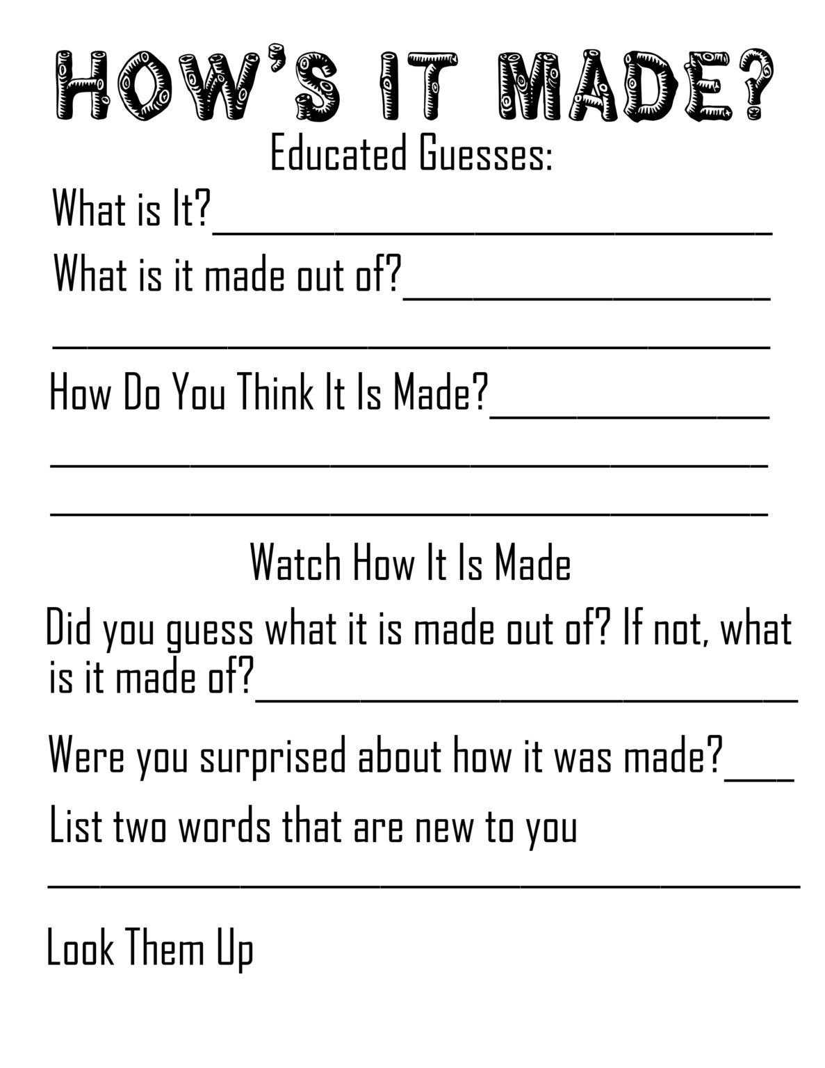 How’s It Made? Learning Activity