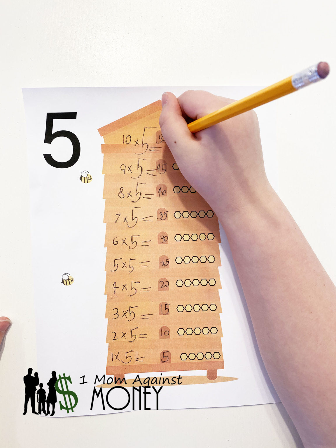The 5 Beehive Times Table Worksheet and Poster